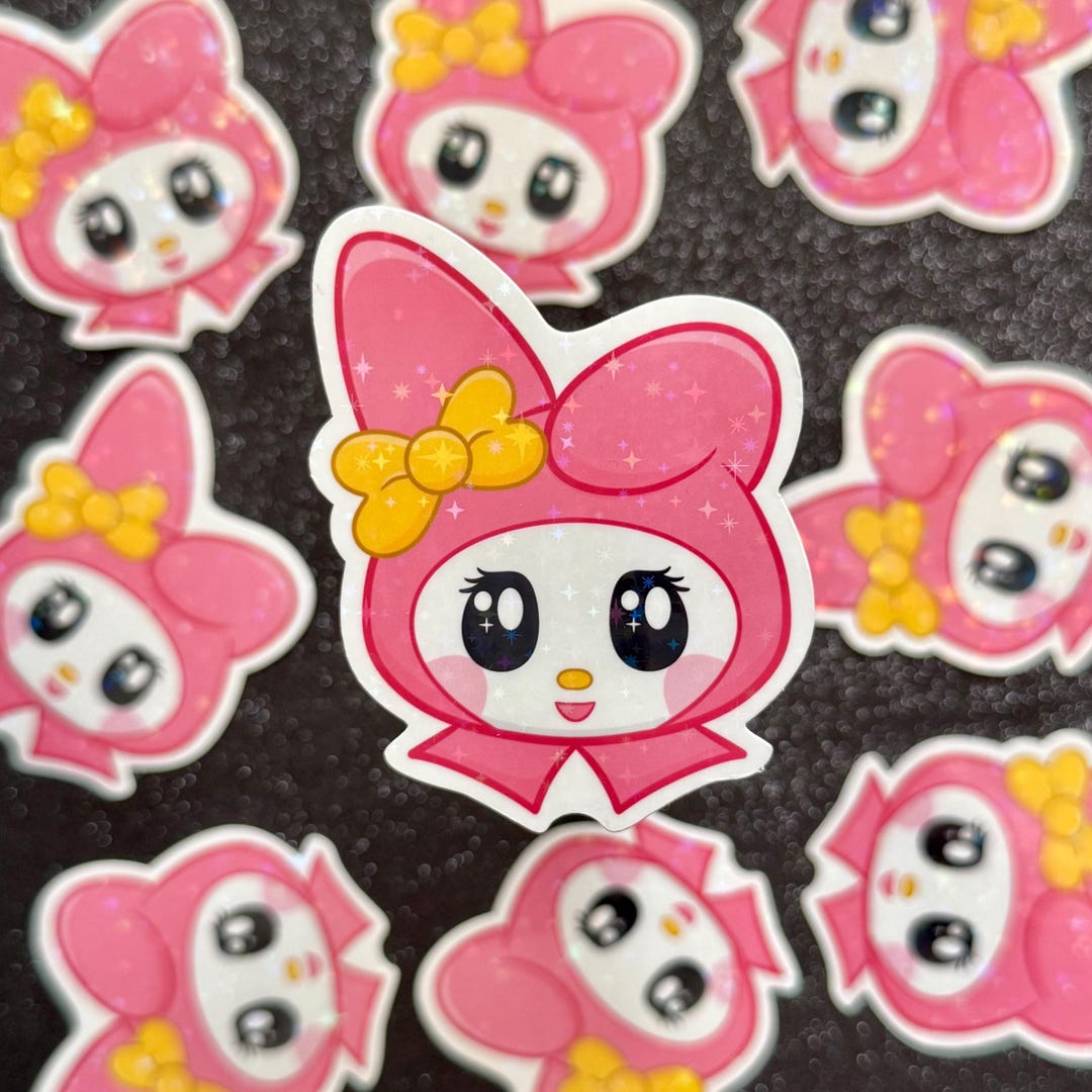 Kawaii Cute Pink Bunny Sticker • Starry Holo Pink - Etsy