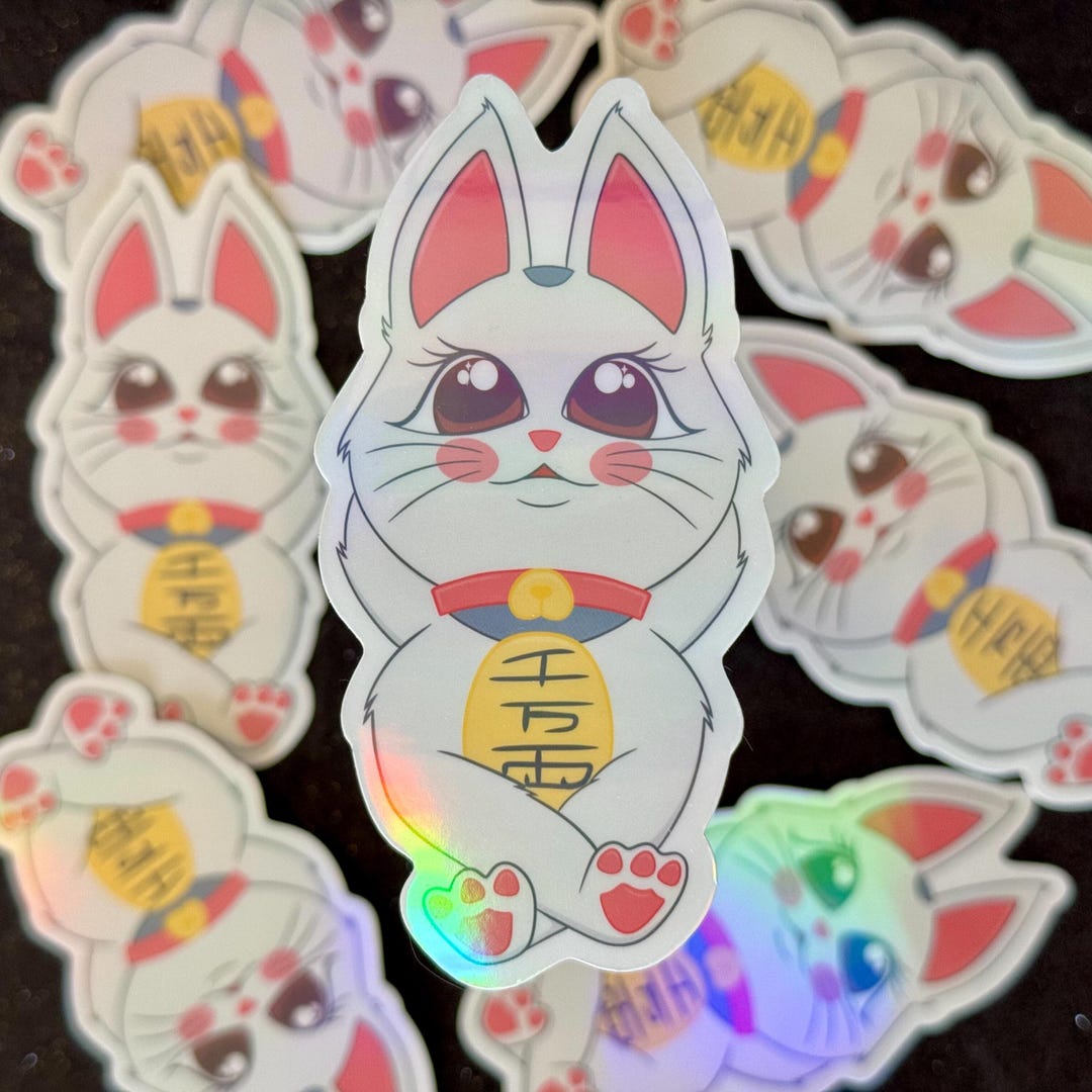 Turbo Baba Cat Yokai Sticker • Granny Neko DDD Holographic Anime - Etsy