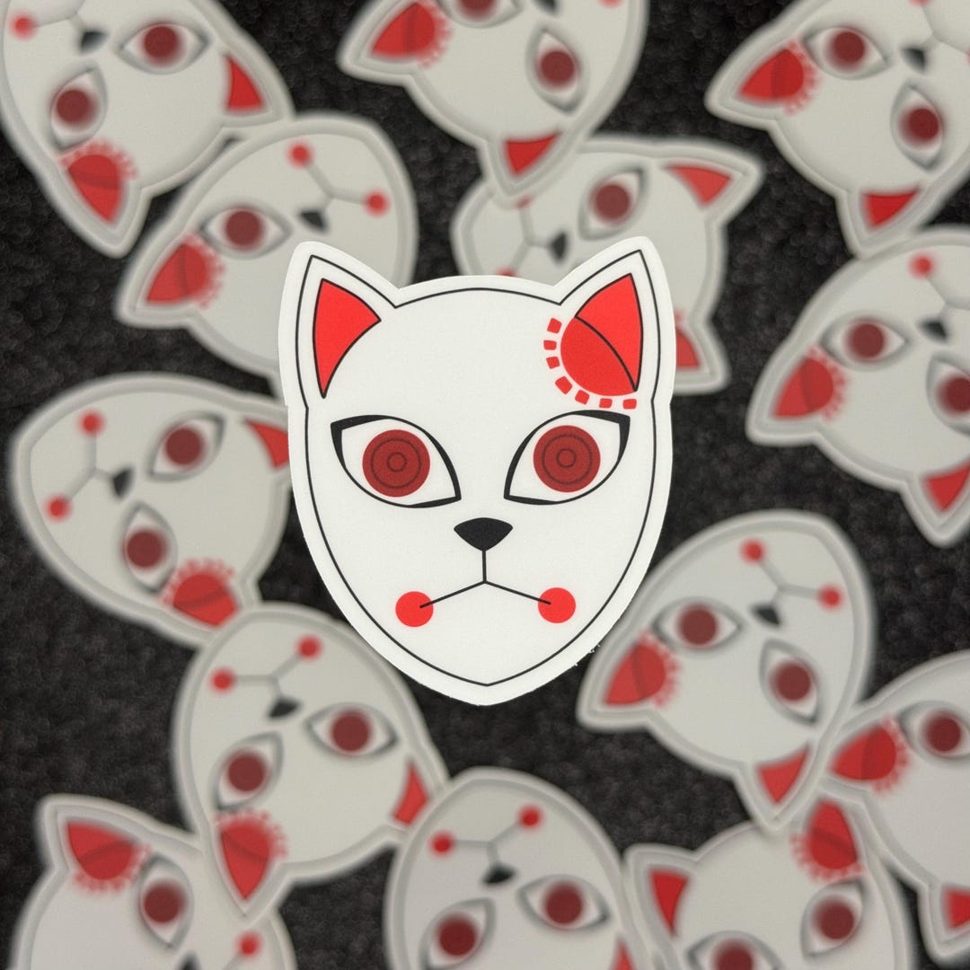 Kitsune Mask Demon Warding Sticker • Anime Oni Fox - Etsy