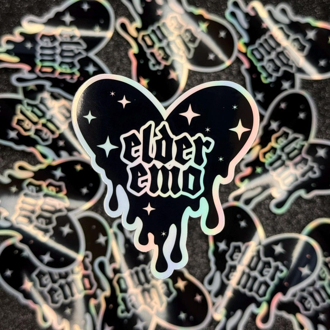 Elder Emo Melting Heart Sticker • Holographic Matte Scene Kid Myspace ...