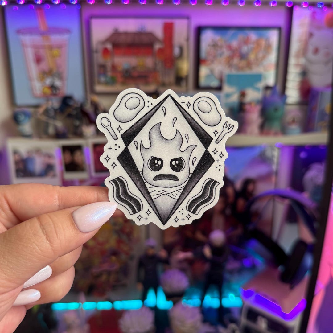 Calcifer Fire Demon Anime Sticker • Texture Glitter Laminated Geometric ...