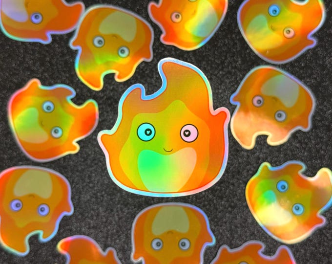 Calcifer Fire Demon Kawaii Happy Fire Sticker Studio Ghibli Gift for ...