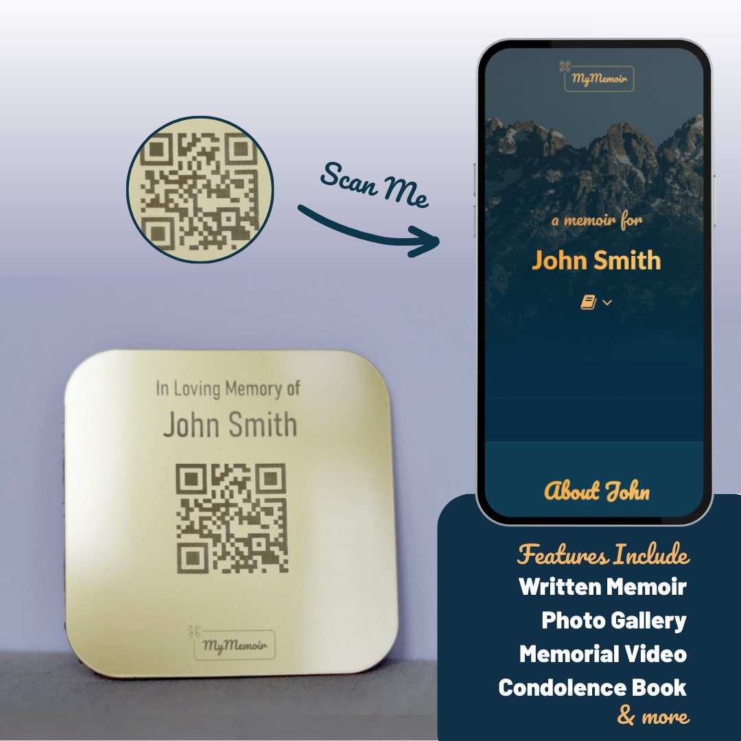 Memorial Webpage and QR Code Memorial Plaque for Loved One's Headstone ...