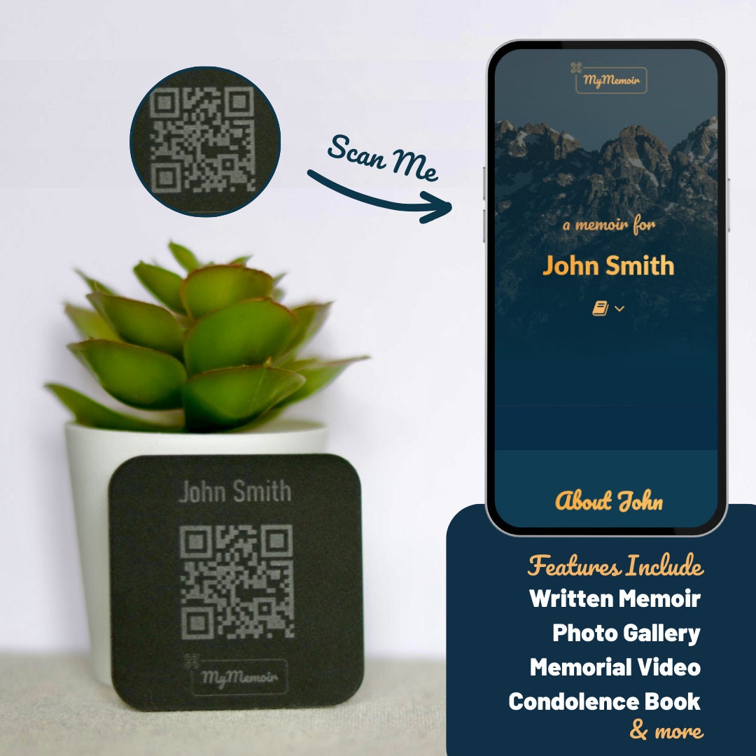Memorial Webpage and QR Code Memorial Plaque for Loved One's Headstone ...