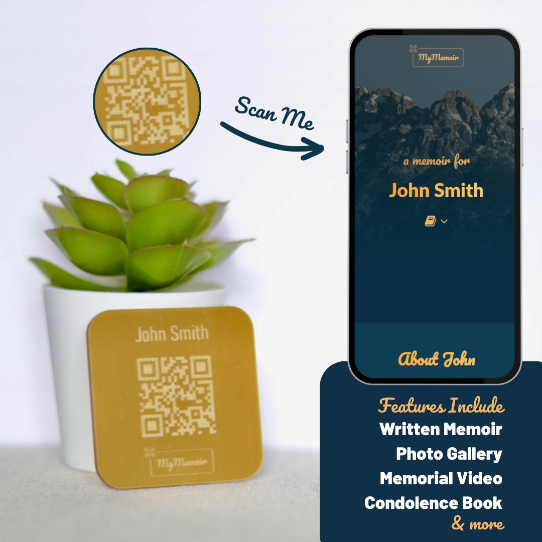 Memorial Webpage and QR Code Memorial Plaque for Loved One's Headstone ...