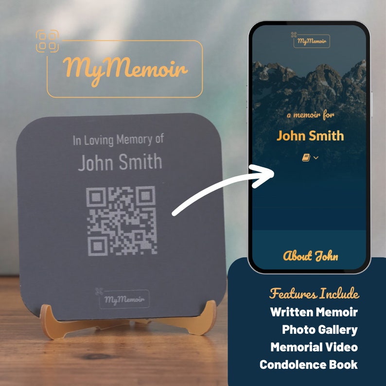 Memorial Webpage and QR Code Memorial Plaque for Loved One's Headstone ...