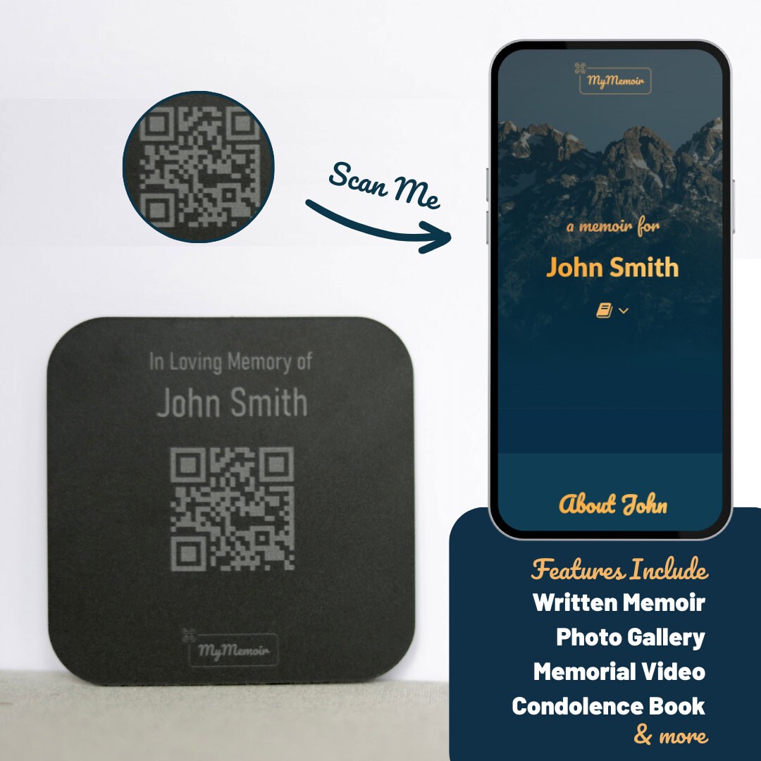 Memorial Webpage and QR Code Memorial Plaque for Loved One's Headstone ...