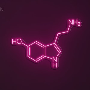 Serotonin Molecule Neon Sign, Science Inspired Decor, Chemistry Neon ...