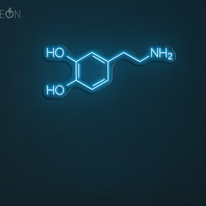 Dopamine Molecule Neon Sign, Science Decor, Chemistry Neon Art, Brain ...