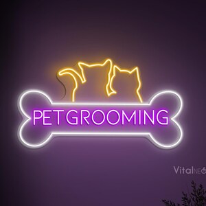 Pet Grooming Neon Sign, Pet Grooming LED Light, Dog Cat Pet Service ...