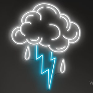 Cloud and Lightning Bolt Neon Sign, Cloud and Lightning Bolt LED Light ...
