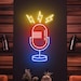 Podcast Neon Sign LED Light Microphone Wall Art for Recording Studio ...
