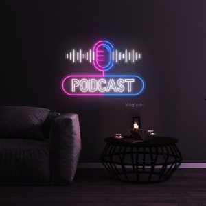 Podcast Neon Sign, Podcast Microphone Light, Podcast Recording Studio Art, LED Wall Decor for ...