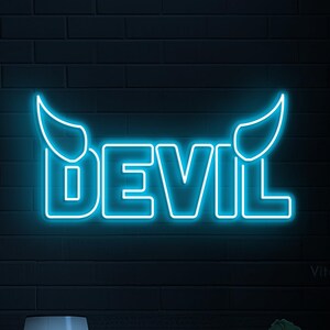 Devil Neon Sign, Devil LED Light, Horned Devil Wall Decor, Decor for ...