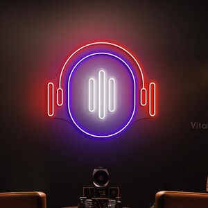 Podcast Neon Sign, Headphone LED Sign, Neon for Recording Studio, Radio ...