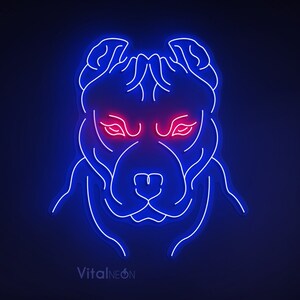 Pitbull Face Dog Neon Sign, Pitbull Wall Art Light, Bull Dog Neon Light ...