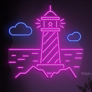 Lighthouse Neon Sign, Lighthouse LED Light, Lighthouse Wall Art ...