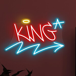 King Neon Sign, King LED Light, King Wall Decor, Boy's Bedroom Wall Art ...