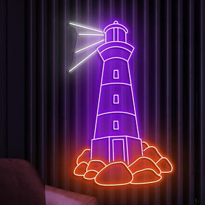 Lighthouse Neon Sign, Lighthouse LED Light, Lighthouse LED Neon Art ...