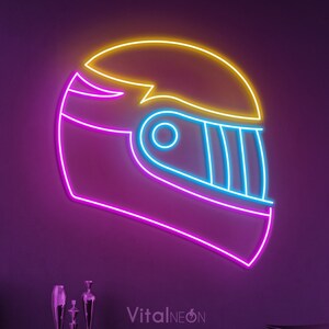 Helmet Neon Light, Bike Helmet Neon Sign, Led Neon Art, Garage and Bike ...