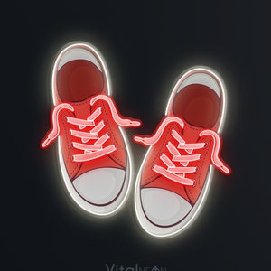 Shoes Neon Sign, Custom LED Pop Art, Shoe With Laces Neon Art, Night ...