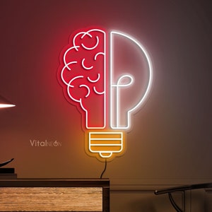 Brain Bulb Neon Sign, Bulb-brain Led Light, Bulb Neon Art, Bulb Wall ...