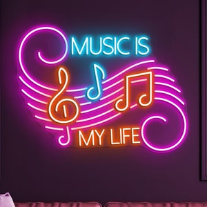 Music is My Life Neon Sign, Music is My Life LED Light, Musical ...