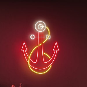 Anchor LED Light Neon Sign Beach Club Sailor Wall Art Home Party Gift ...
