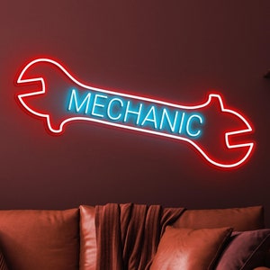 Mechanic Neon Sign, Mechanic LED Light, Car Repair Shop Wall Decor ...