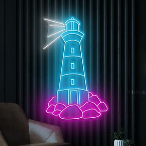 Lighthouse Neon Sign, Lighthouse LED Light, Lighthouse LED Neon Art ...