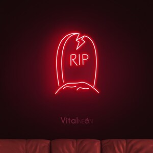 RIP Neon Sign, Rip LED Light, Grave RIP Led Neon Art, Headstone ...