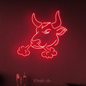 Bull Neon Sign, Bull Head Light Sign, Longhorn Bull Light, LED Bull ...