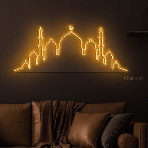 Mosque Neon Sign, Mosque Neon Art, LED Wall Art, Ramadan & Eid Decor ...