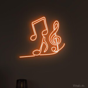 Music Notes Neon Sign, Music Notes LED Light, Treble Clef LED Neon Art ...