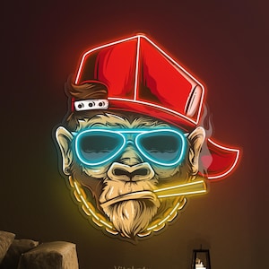 Monkey Neon Sign, Rockstar Monkey LED Light, Monkey LED Pop Art ...