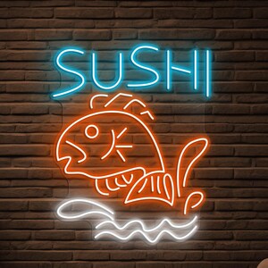 Sushi Neon Sign, Sushi LED Light, Sushi Fish LED Light, Japanese ...