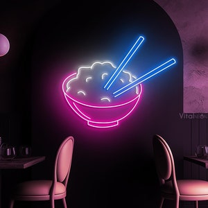 Rice Bowl Neon Sign, Rice Bowl LED Light, Asian Food LED Neon Art, Home ...