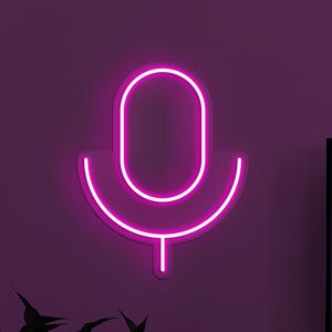 Microphone Neon Sign, Microphone LED Light, Podcast Wall Art, Music ...