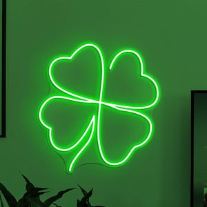 Four Leaf Clover Neon Sign, Clover LED Light, Home Wall Decor, Lucky ...