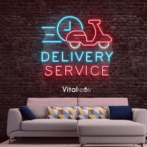 Delivery Service Neon Sign, LED Wall Art for Shops and Restaurants, Eye ...