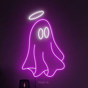 Ghost LED Neon Sign for Spooky Home Decor Scary Bedroom Parties House ...