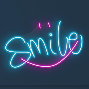 Smile Neon Sign, Smile LED Light, Happy Vibes Wall Decor, Smile Logo ...