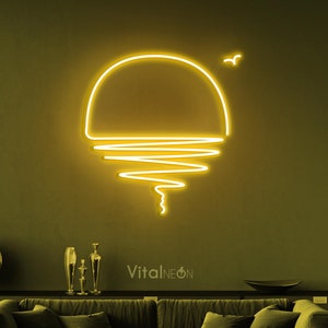 Sunset Neon Sign, Sunset LED Light, Ocean Sunset LED Neon Art, Sunset ...