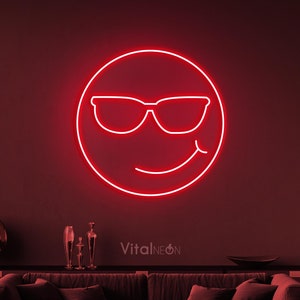 Smiley Face Neon Sign, Smiley Face With Glasses LED Light, Smiley Face ...