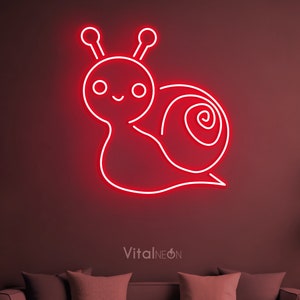 Snail Neon Sign, Cute Snail LED Neon Light, Snail Neon Art, Snail Wall ...