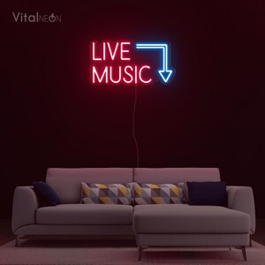 Live Music Neon Sign, Led Wall Light for Music Lovers, Home Decor ...