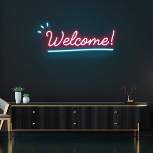 Welcome Neon Sign, LED Wall Decor, Shop Restaurant Room Decoration ...