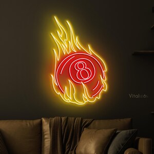 Flaming 8-ball Neon Sign, Flaming 8-ball LED Light, 8-ball LED Neon Art ...