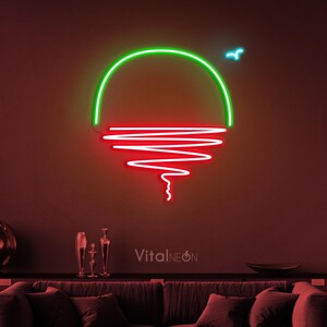 Sunset Neon Sign, Sunset LED Light, Ocean Sunset LED Neon Art, Sunset ...