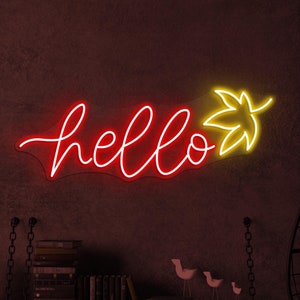 Hello Neon Sign, Hello LED Light, Party Wall Decor, Hello Fall Wall Art ...